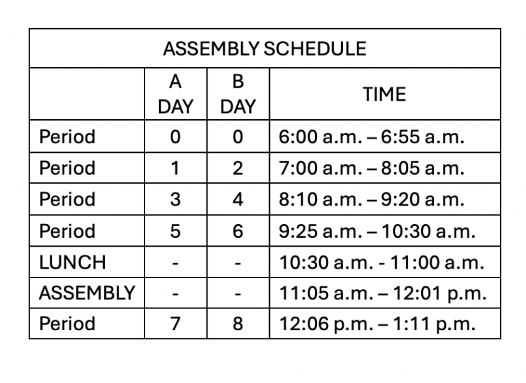 Assembly Schedule – Green Valley Television